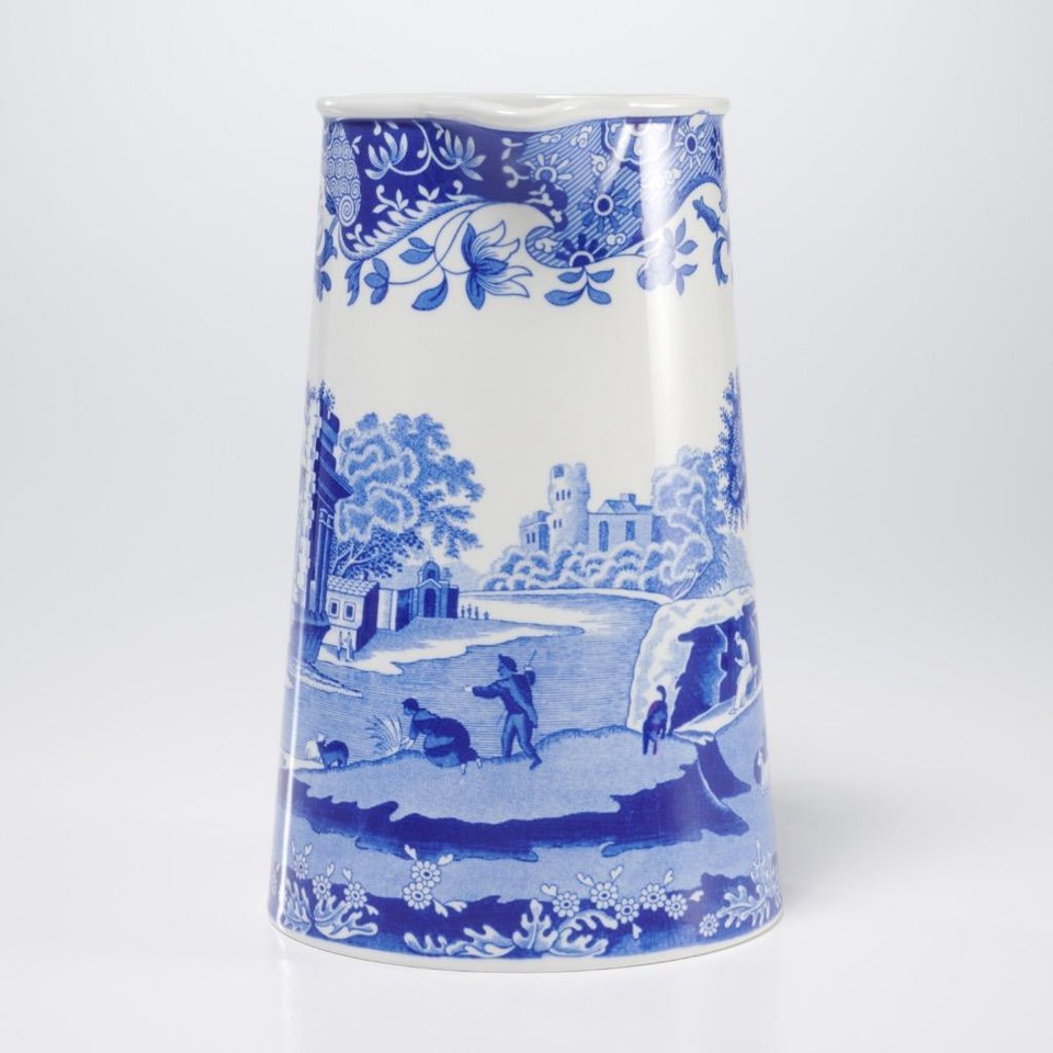 Spode Blue Italian Windsor Water Wine Juice Jug Pitcher Vase 6.75"h 4. ...