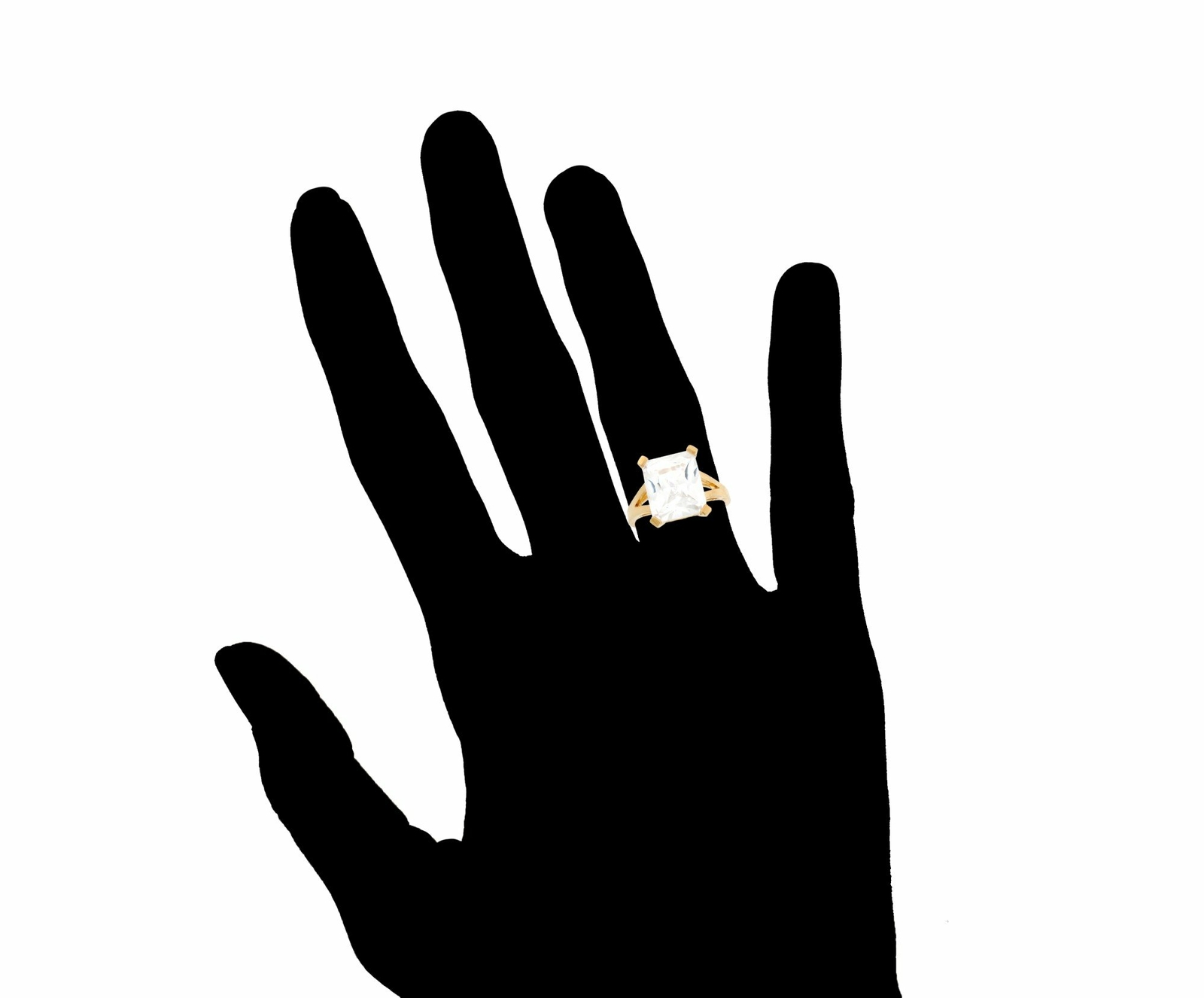 10k or 14k Yellow Gold Stunning Rectangle Cut CZ Solitaire Engagement ...