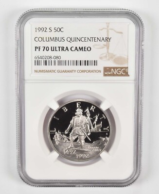 1992-S PF70 Commemorative Half Dollar Columbus Quincentenary NGC *6480 ...