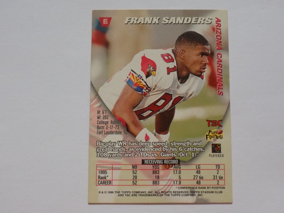 1996 Topps Stadium Club Matrix Frank Sanders Card #85 | eBay
