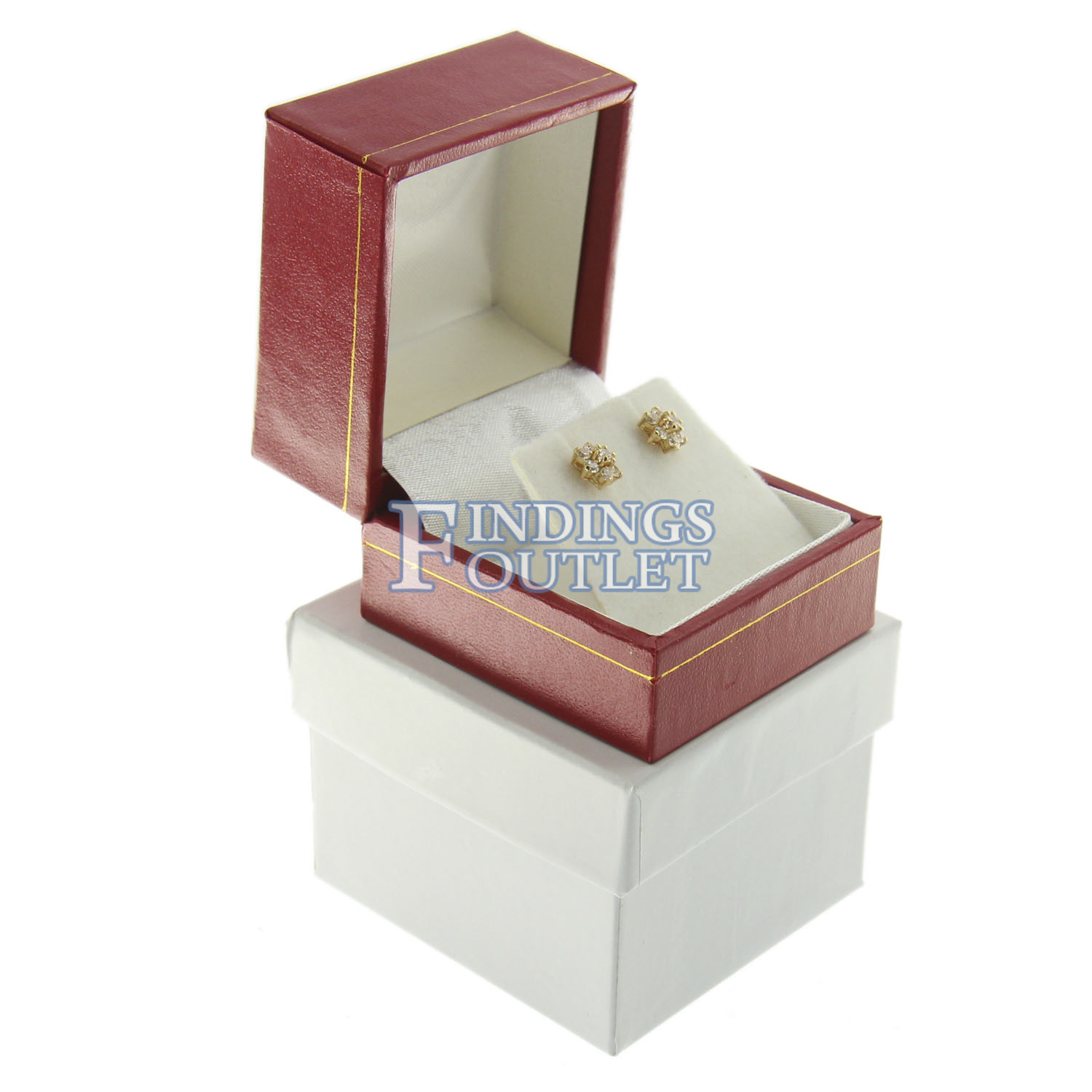 Red Faux Leather Stud Earring Box Display Jewelry Gift Boxes Classic 1 ...