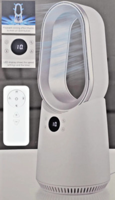 Silvercrest Bladeless Desk Fan LED Display With Remote Control - White ...