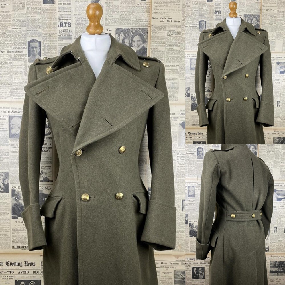 Army Green Wool Men Overcoat Wide Lapel Double Breasted Outdoor Casual ...