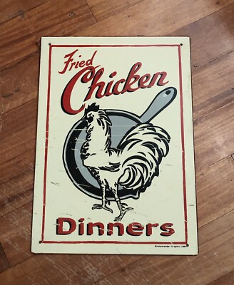 Vintage Style Fried Chicken Dinners Metal Sign,Rare, Pre-Owned Diner ...