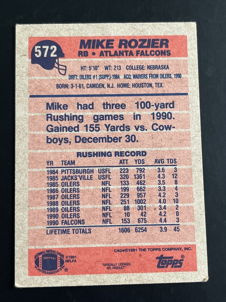 1991 Topps Mike Rozier #572 Falcons C4 | eBay