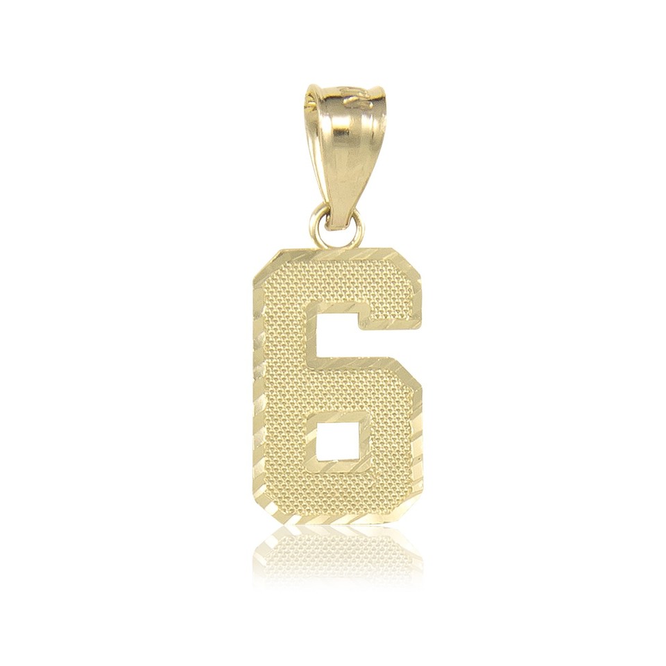 10K Solid Yellow Gold Number Pendant Singapore Chain Necklace Set - 0-9 ...