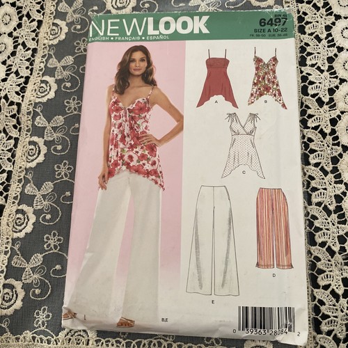 New Look 6497 Empire Waist Camisole Shark Bite Hem & Pants Capris Sz 10 ...