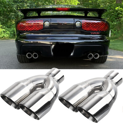 Dual 2.5" to 3.5" Quad Exhaust Tip Double Wall For Pontiac Firebird ...