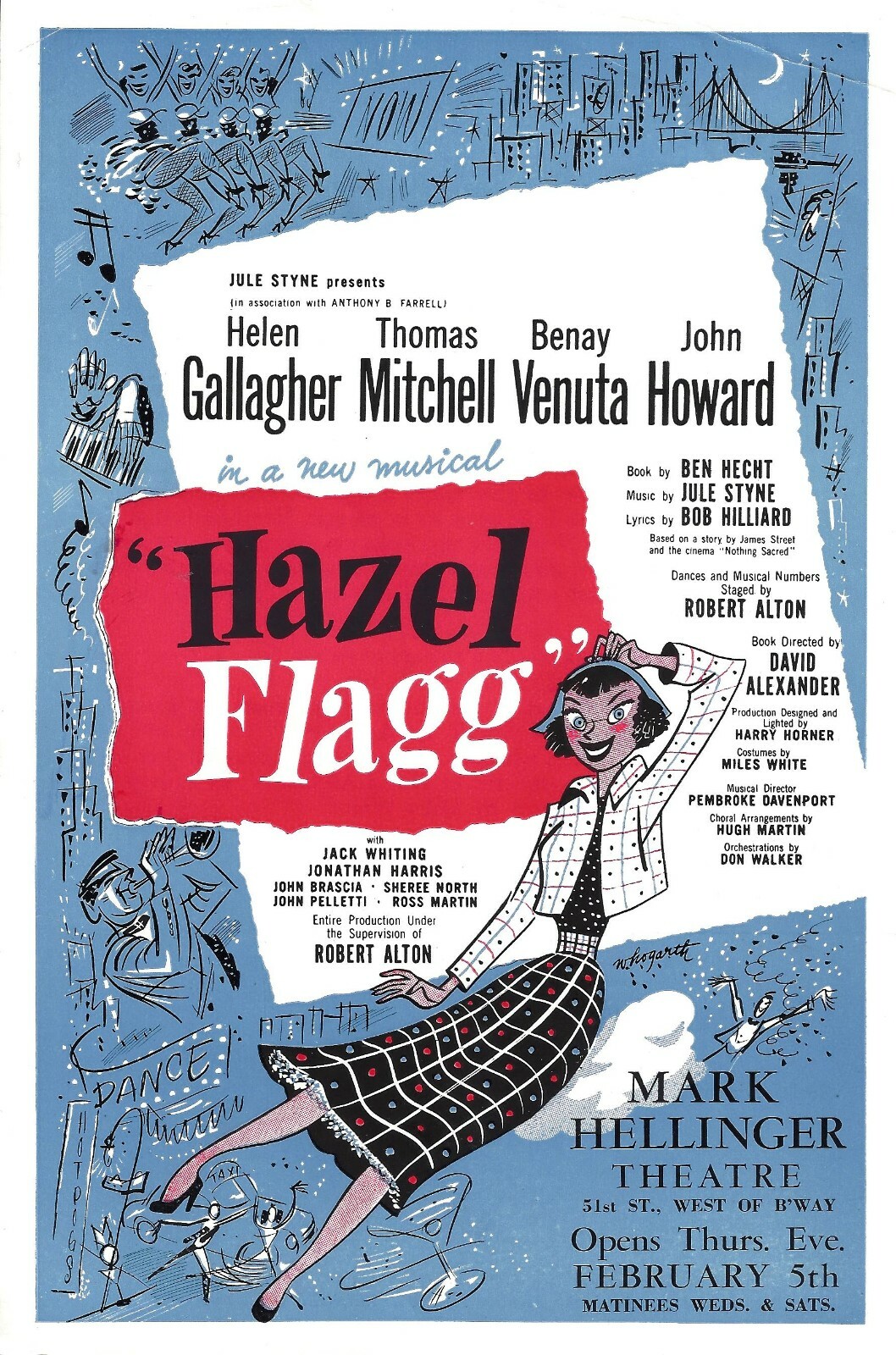 Helen Gallagher "HAZEL FLAGG" Jule Styne / Benay Venuta 1953 Broadway ...