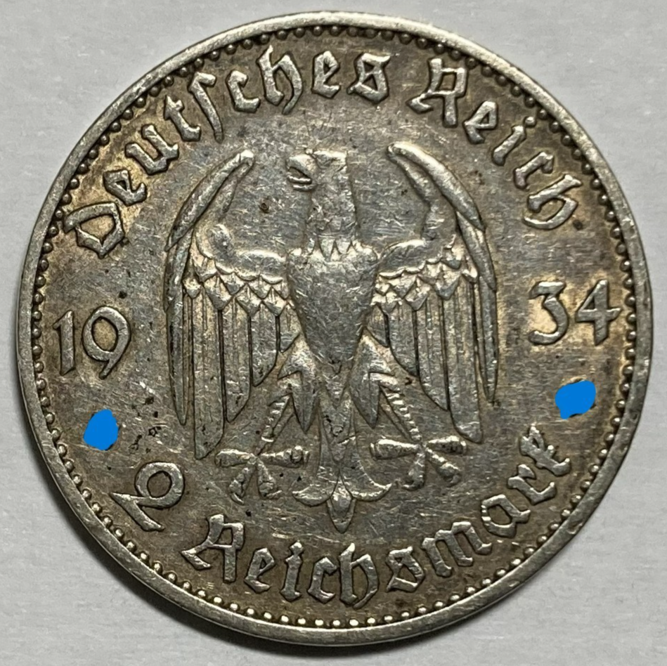 2 Reichsmark 1934 F Deutsches Reich Garnisonskirche 21. März 1933 | eBay.de