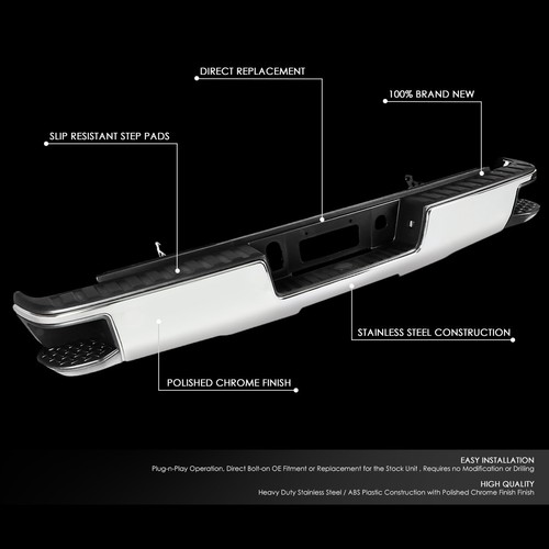 Chrome Rear Corner Step Bumper w/o Parking Sensor Hole For 14-18 ...