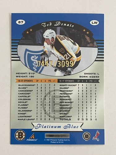 1997-98 Pinnacle Totally Certified - Platinum Blue #87 Ted Donato /3099 ...