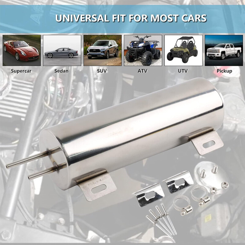 3"x9" Polished Stainless Steel Radiator Coolant Overflow Catch Puke ...