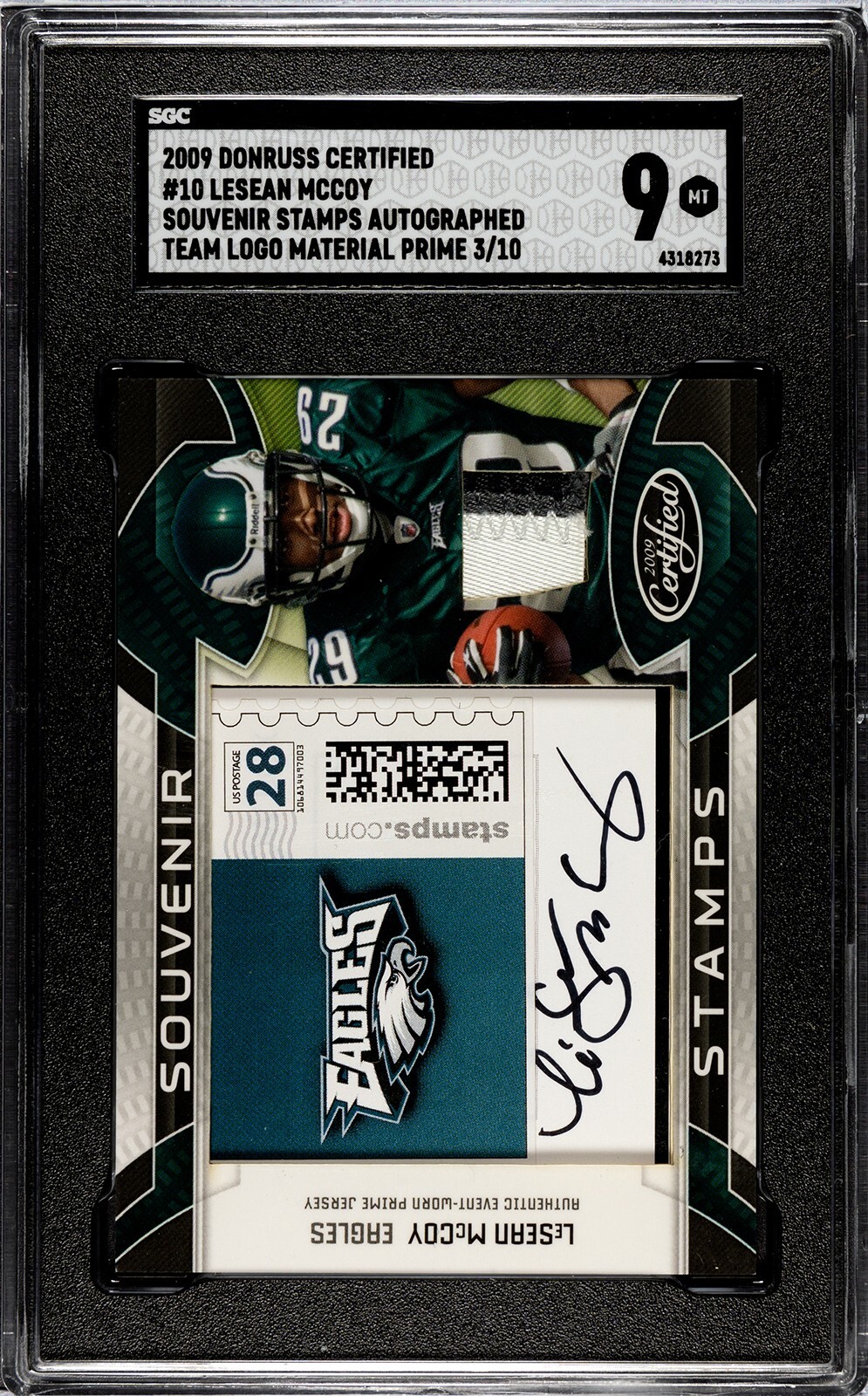2009 Certified Souvenir Stamps Autographed RPA Auto Patch LeSean McCoy ...