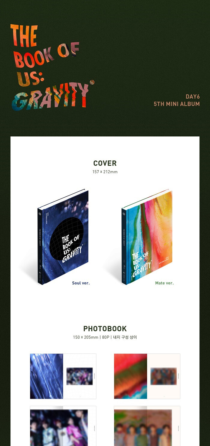 DAY6 THE BOOK OF US:GRAVITY Album 2 Ver SET+POSTER+Book+Card+Mark+GIFT ...