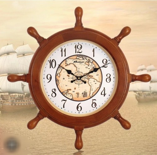Maple Leaf Clocks Wooden Ship Wheel Quartz Wall Clock, 23" Model #9018 ...