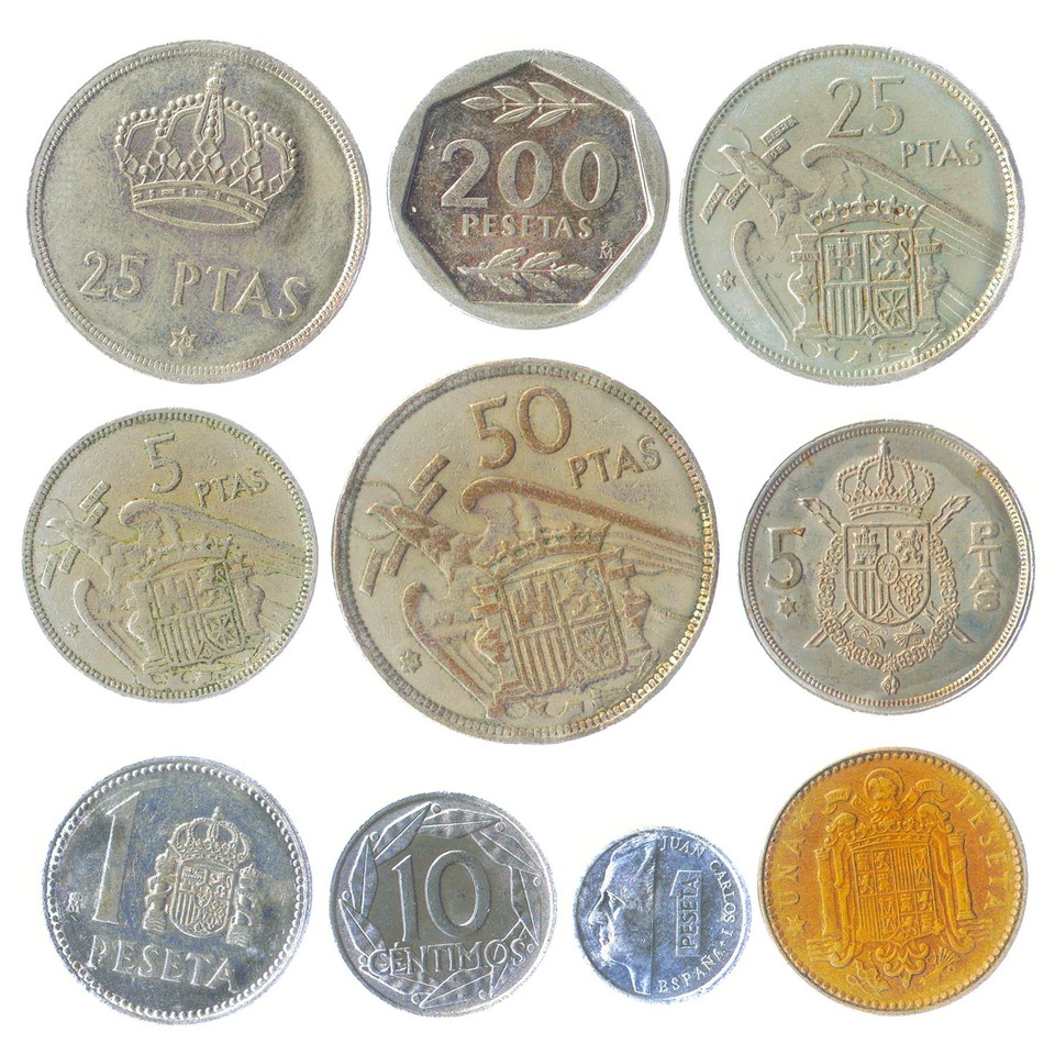 ESPANA - 10 SPANISH COINS MIXED OLD SPAIN MONEY PESETAS CÉNTIMOS 1940 ...