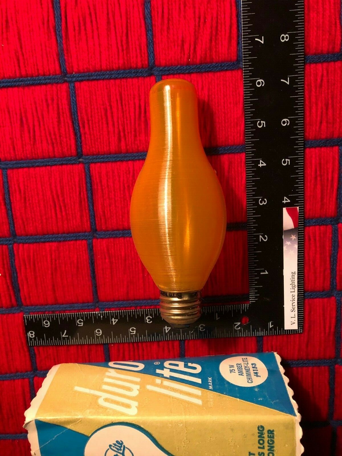 new 75w AMBER H19 chimney LIGHT BULB spun glowescent 75H19 Duro-Lite ...