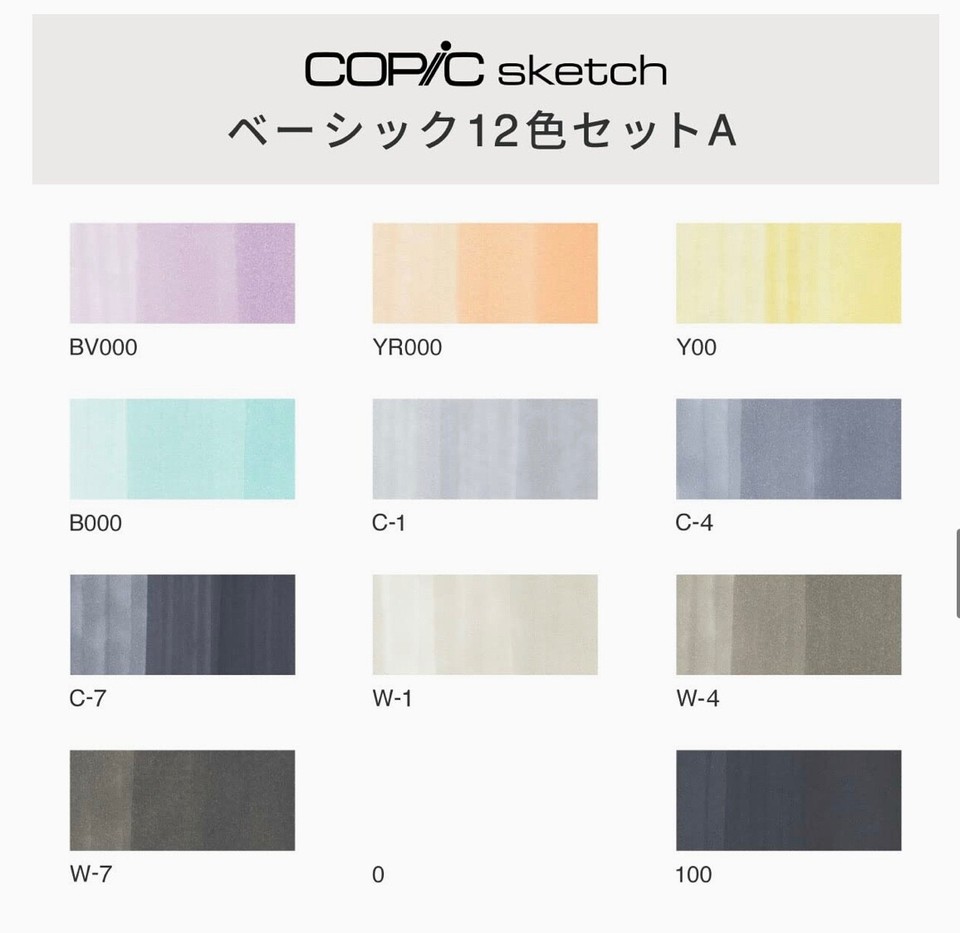 Copic Sketch Basic Marker 12 Color Set “A” Artist Markers JAPAN BRAND ...