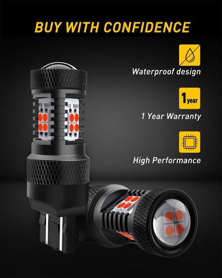 2x 7443 7444 7440 T20 16 SMD Chip Red High Power Brake Tail Stop LED ...