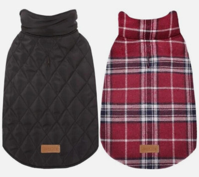 Spotted Play Warm Dog Coat, Red Plaid, Waterproof Reversible Dog Jacket ...