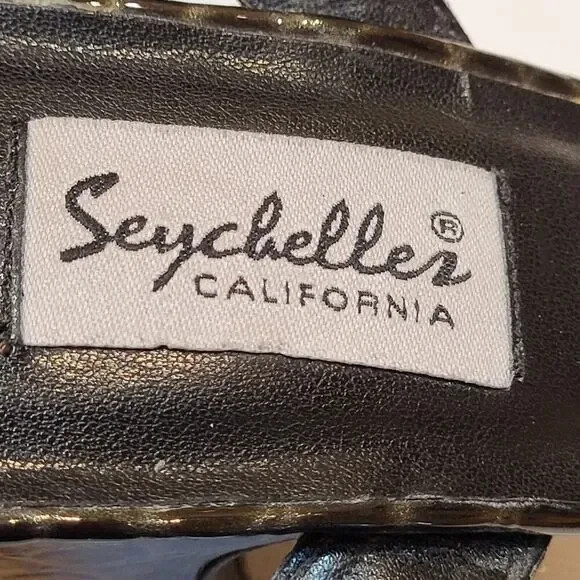 Vintage Seychelles Size 6 M California Block Heels Leather Black Animal ...
