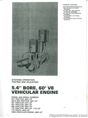 Caterpillar Scraper Tractor 641B 650B 651B 660B Service Manual : CT-S ...