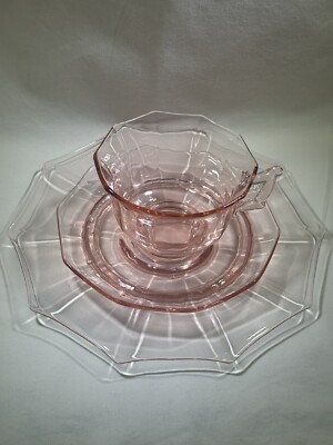 Vintage Pink Depression Glass Cambridge Elegant 6 Decagon Plate, 6 ...