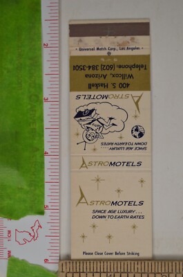 Vintage Matchbook Cover Astro Motels Space Age Hotel Willcox Arizona ...