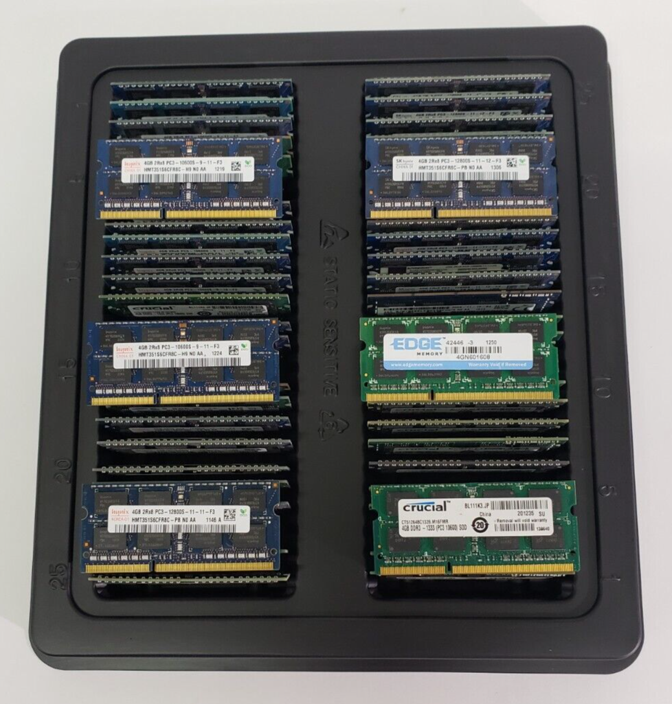 Lot of 50 - 4GB PC3 Mixed Brands & Speeds DDR3 Laptop RAM - Tested | eBay