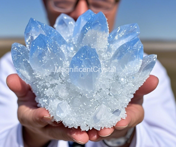 2025Rare Large Raw Blue Phantom Quartz Crystal Cluster Healing Reiki ...