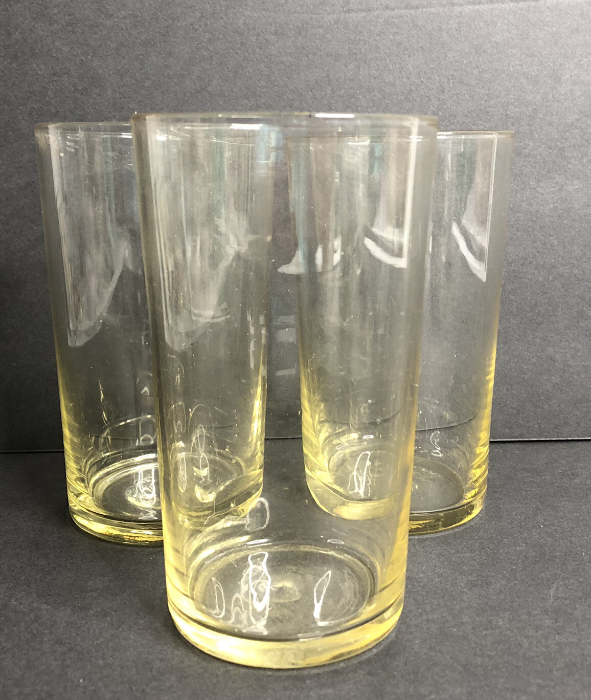 Vintage Canary Yellow Small Water Tumblers 5" Tall Hand Blown Set of 3 ...