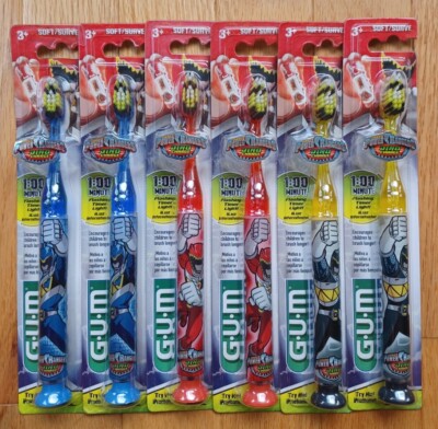 6x Kids Power Rangers Toothbrushes Soft One Minute Flashing Timer Light ...