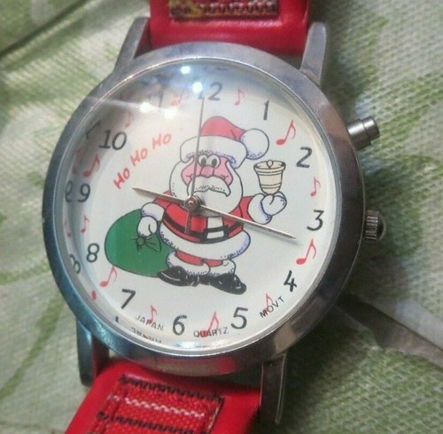 Christmas themed Santa Claus Watch Quartz Plays Jingle Bells with push ...