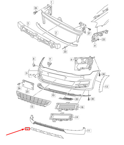 VOLKSWAGEN GOLF MK7 FRONT BUMPER UNDERRUN BAR 5G0807531U34 NO DUTY TO ...