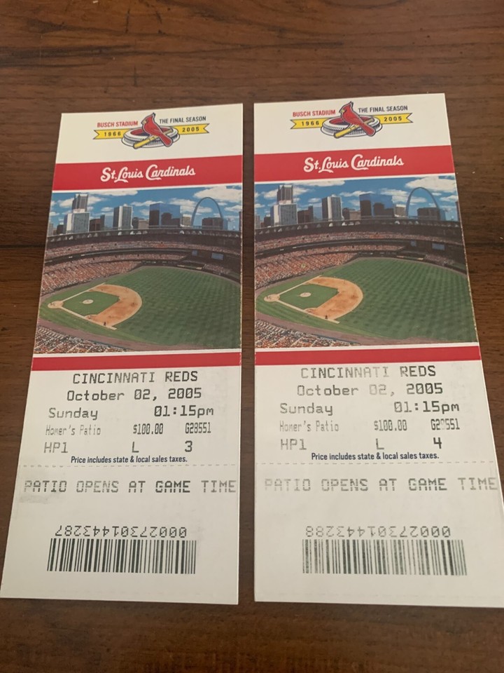 St. Louis Cardinals last home game ticket stubs & scorecard from Busch ...