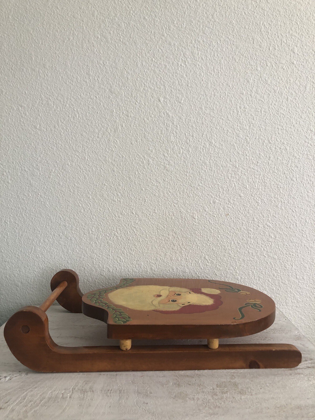 Wood Christmas Santa Sled Hand Painted 9.25"x15" Wooden Decor Vintage ...