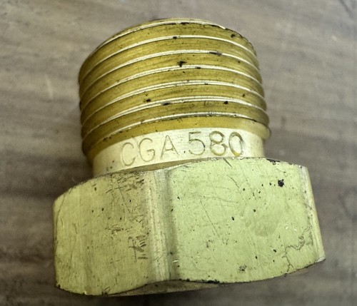 CGA-580 Nut & 3" Nipple, Regulator Bottle Inlet Fittings, Helium Argon ...