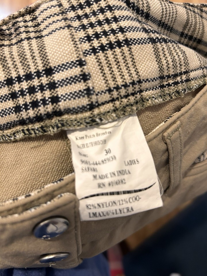 Baker Plaid Breeches, Knee Patch, Equine Couture, 30, Low Rise | eBay