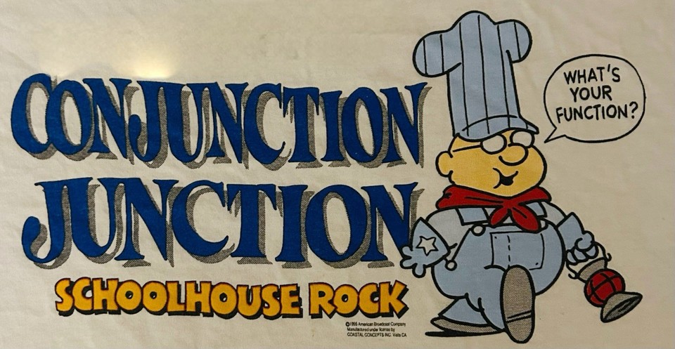 Schoolhouse Rock Conjunction Junction Vintage XL T-Shirt Cartoon 1995 ...