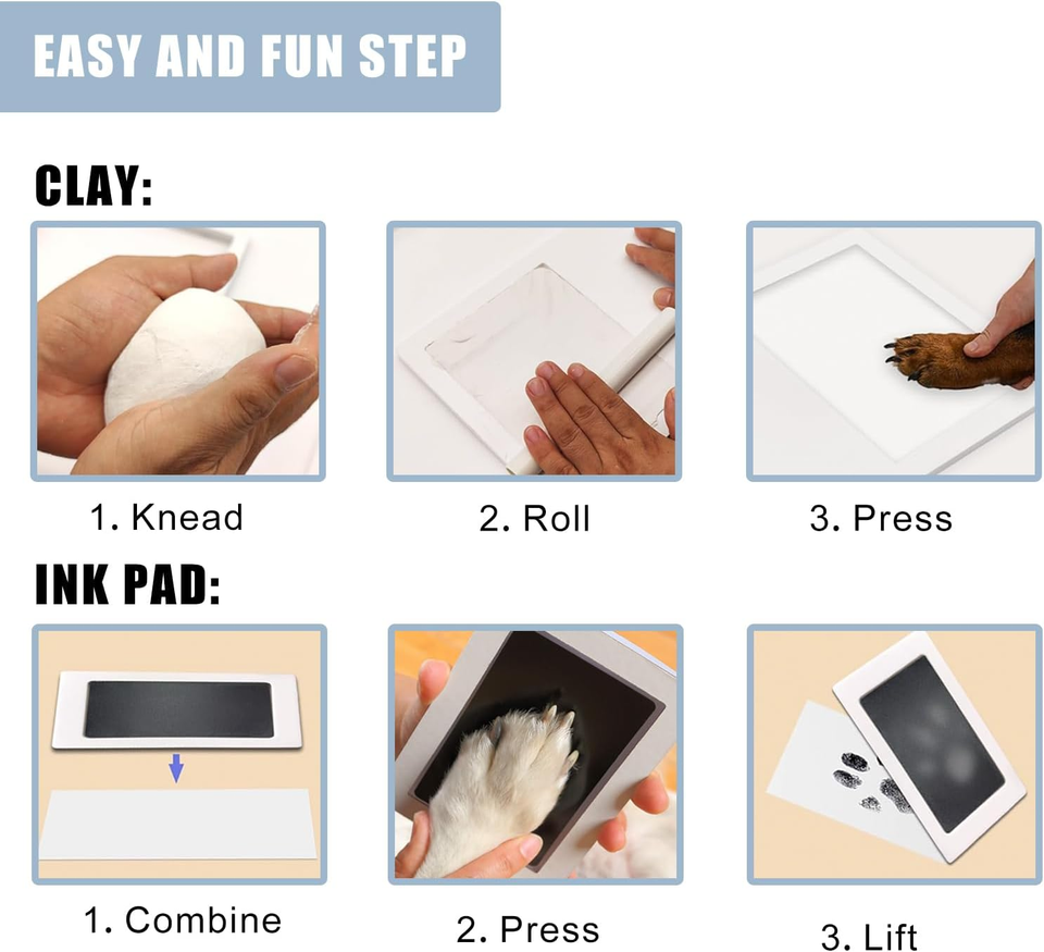 Paw Print Impression Kit Dogs Cats 2 Clay Large Ink Pad Pet Memorial ...