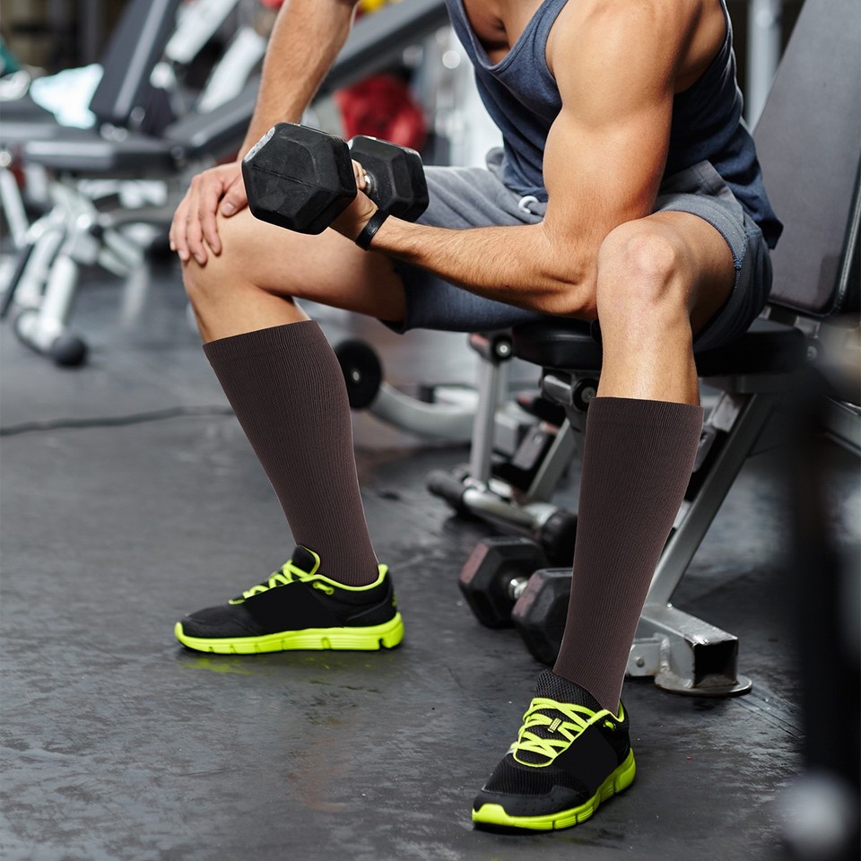 (5 Pairs) Compression 15-20mmHg Graduated Support Socks Calf Mens ...
