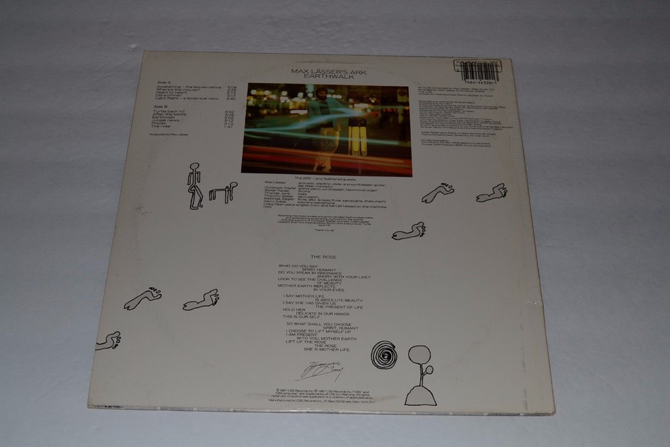 Max Lasser's Ark~Earthwalk~1987 CBS Records~PROMO Copy~FAST SHIPPING | eBay