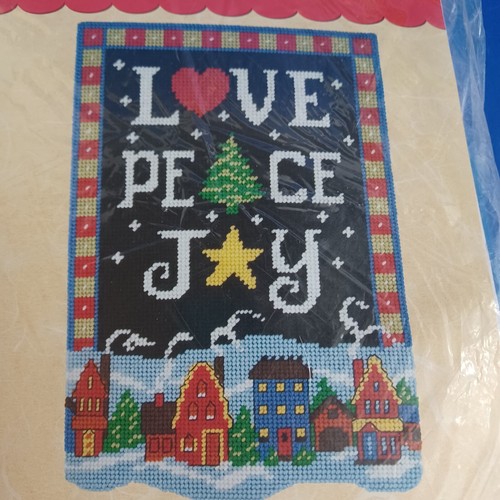 Craftways December Banner Kit Love Peace Joy Plastic Canvas Christmas ...