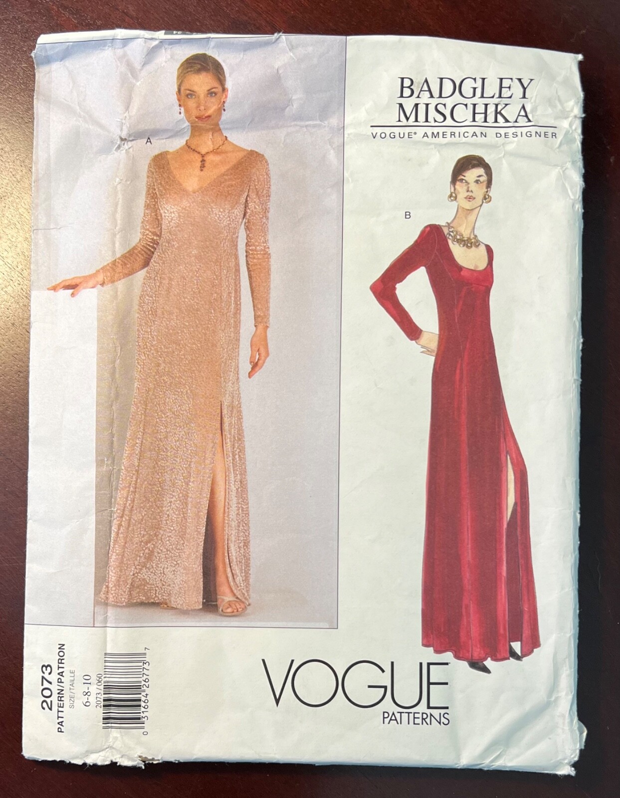 Vogue 2073 Badgley Mischka American Designer Dress Pattern Size 6-8-10 ...