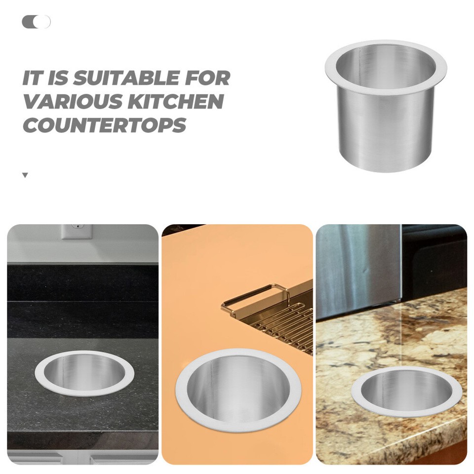 Drop-in Trash Chute Stainless Steel Round Built-in Countertop Waste ...
