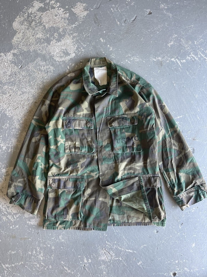 VINTAGE 70'S MILITARY USMC RDF ERDL JUNGLE CAMO RIPSTOP JACKET COAT ...