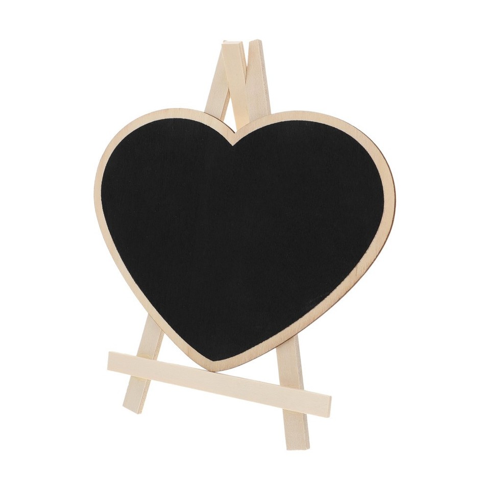 1pc Heart Shaped Chalkboard Signs Wood Mini Blackboard Ornament Writing ...