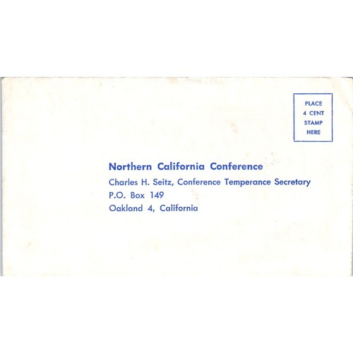 Vintage Northern California Conference Temperance Oakland Donation ...