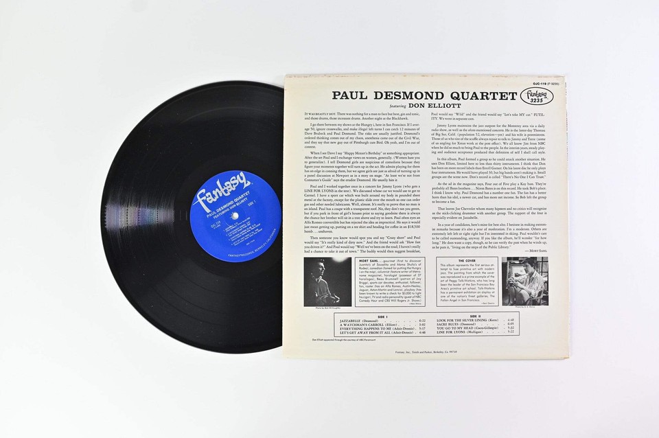 The Paul Desmond Quartet Featuring Don Elliott on Original Jazz ...